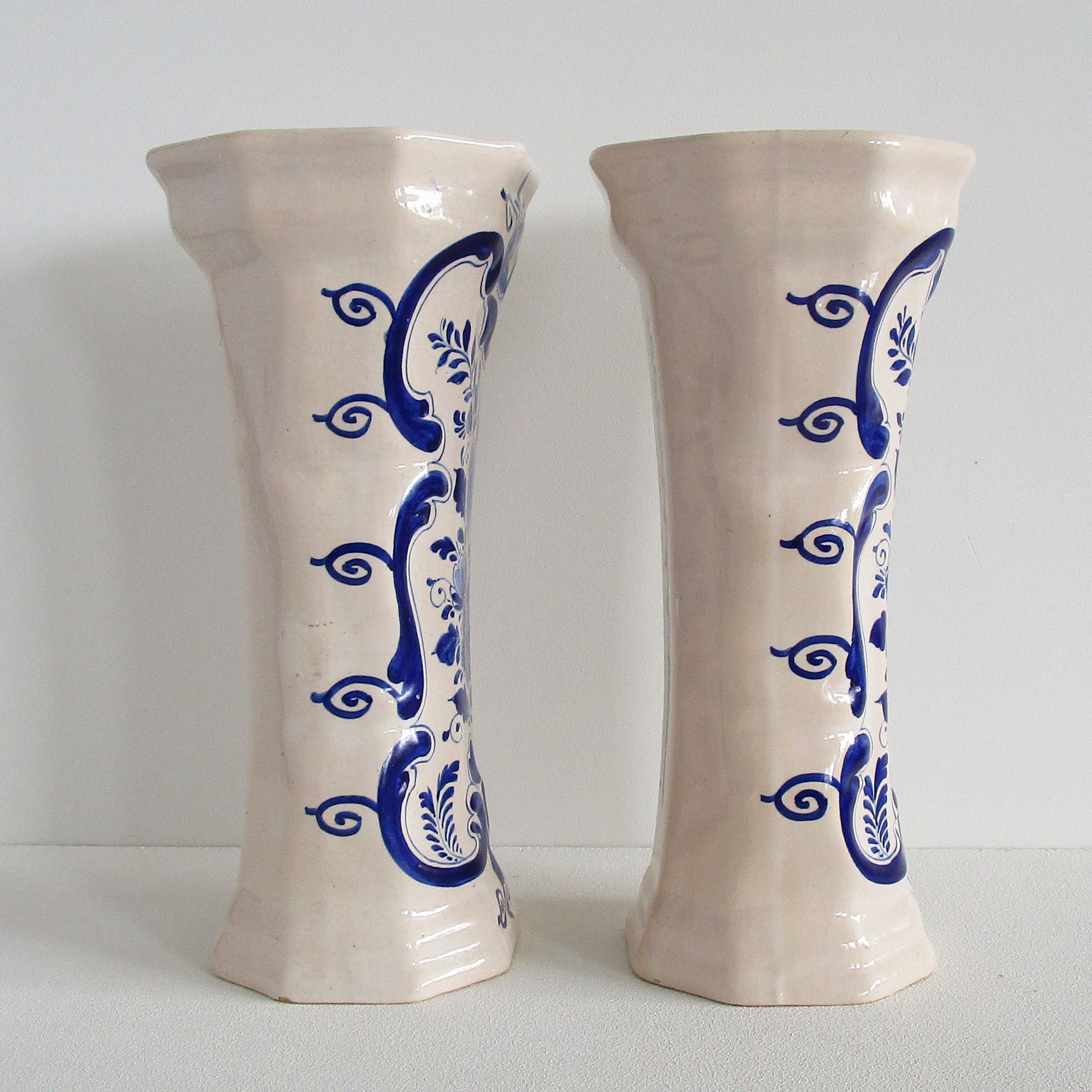 Vintage 1935-1940 - Large Delft BLUE Beaker Vases - by Potterie OUD ...