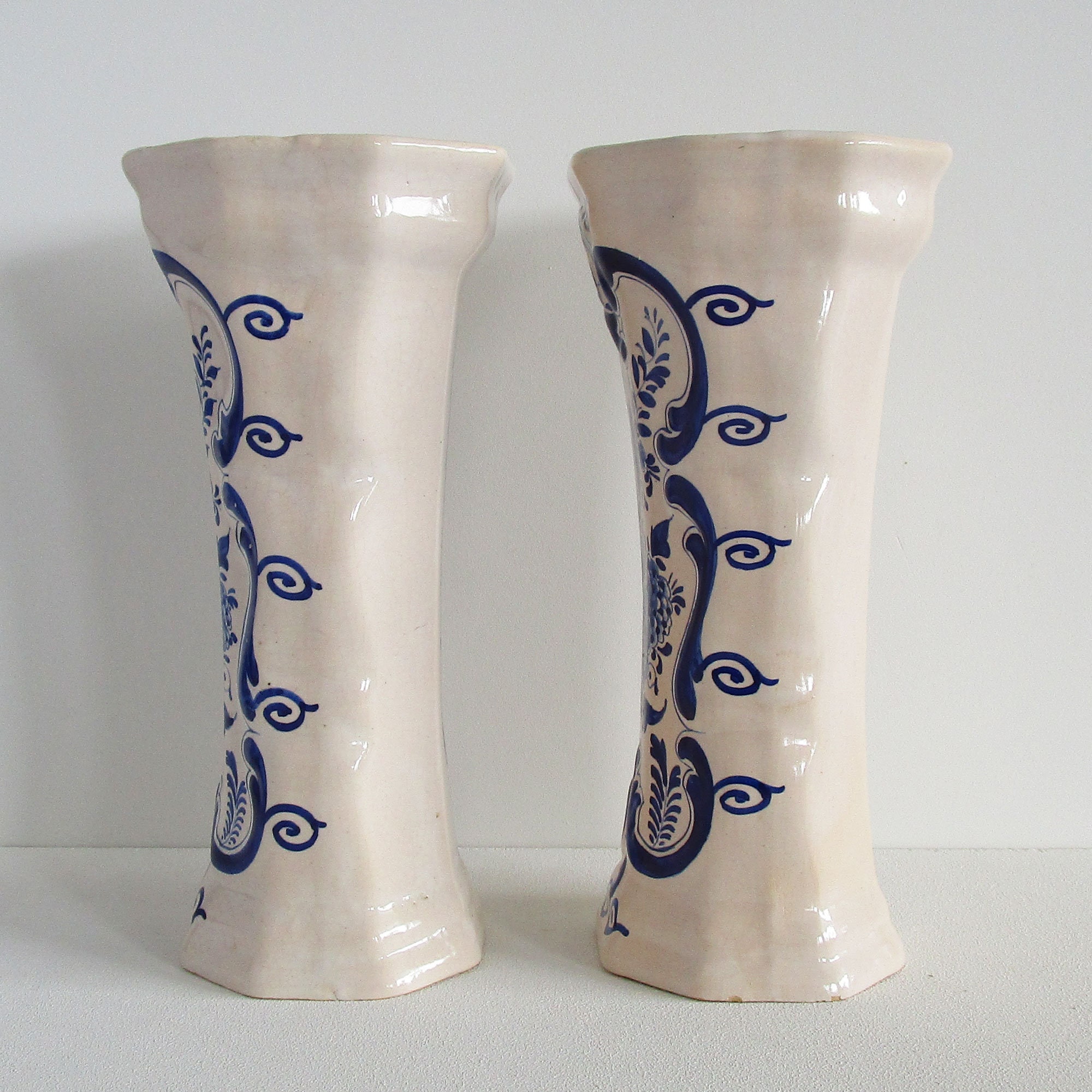 Vintage 1935-1940 - Large Delft BLUE Beaker Vases - by Potterie OUD ...
