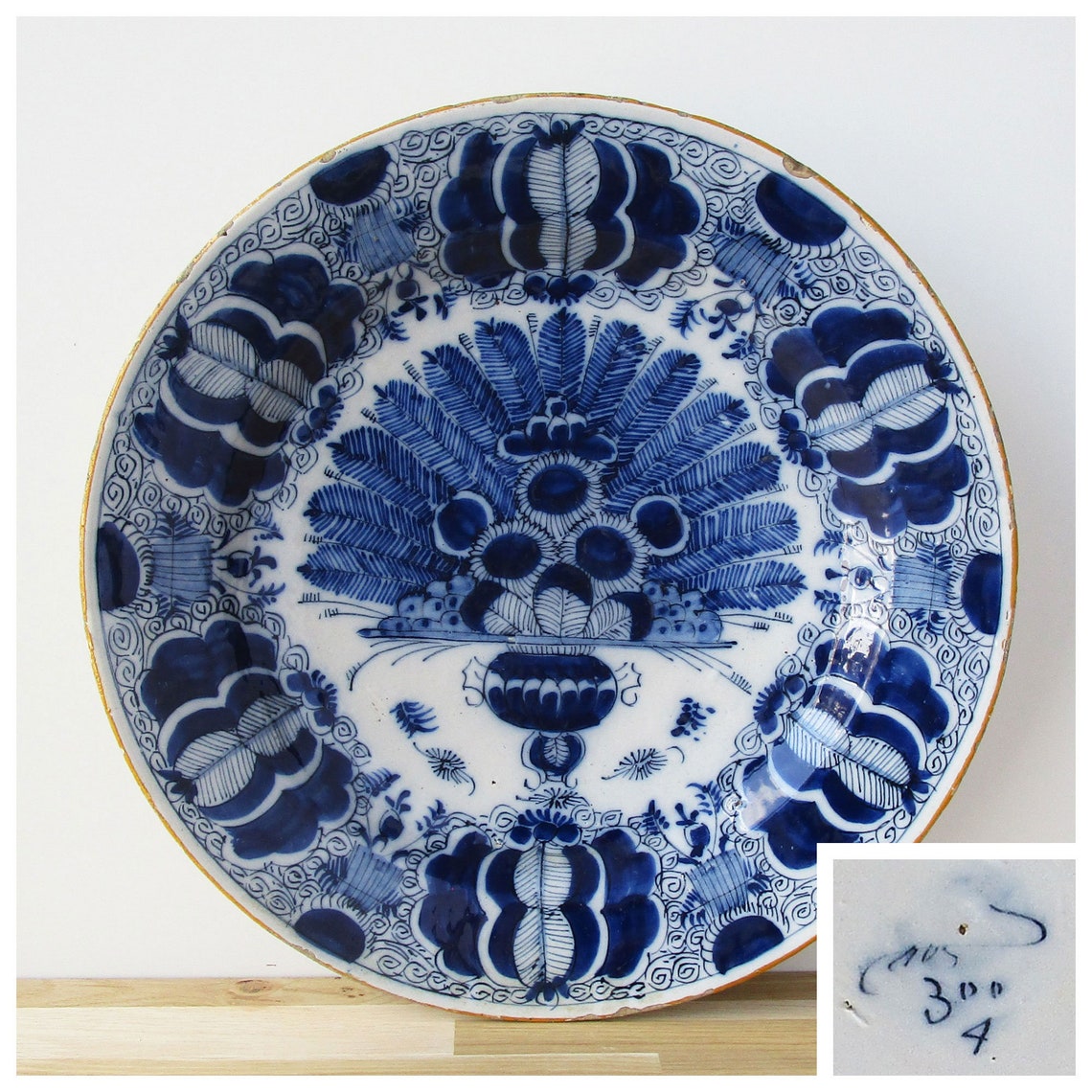Antique 1700s - De PORCELEYNE CLAEUW - Large DELFT Blue Charger / Wall ...