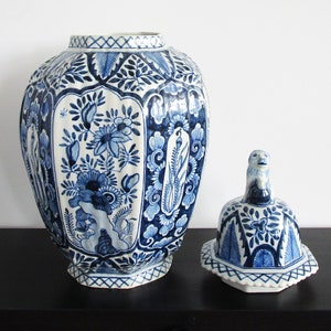 HUGE TICHELAAR MAKKUM - 1930s Delft Blue Vase/jar With Floral ...