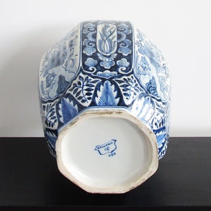 HUGE TICHELAAR MAKKUM - 1930s Delft Blue Vase/jar With Floral ...