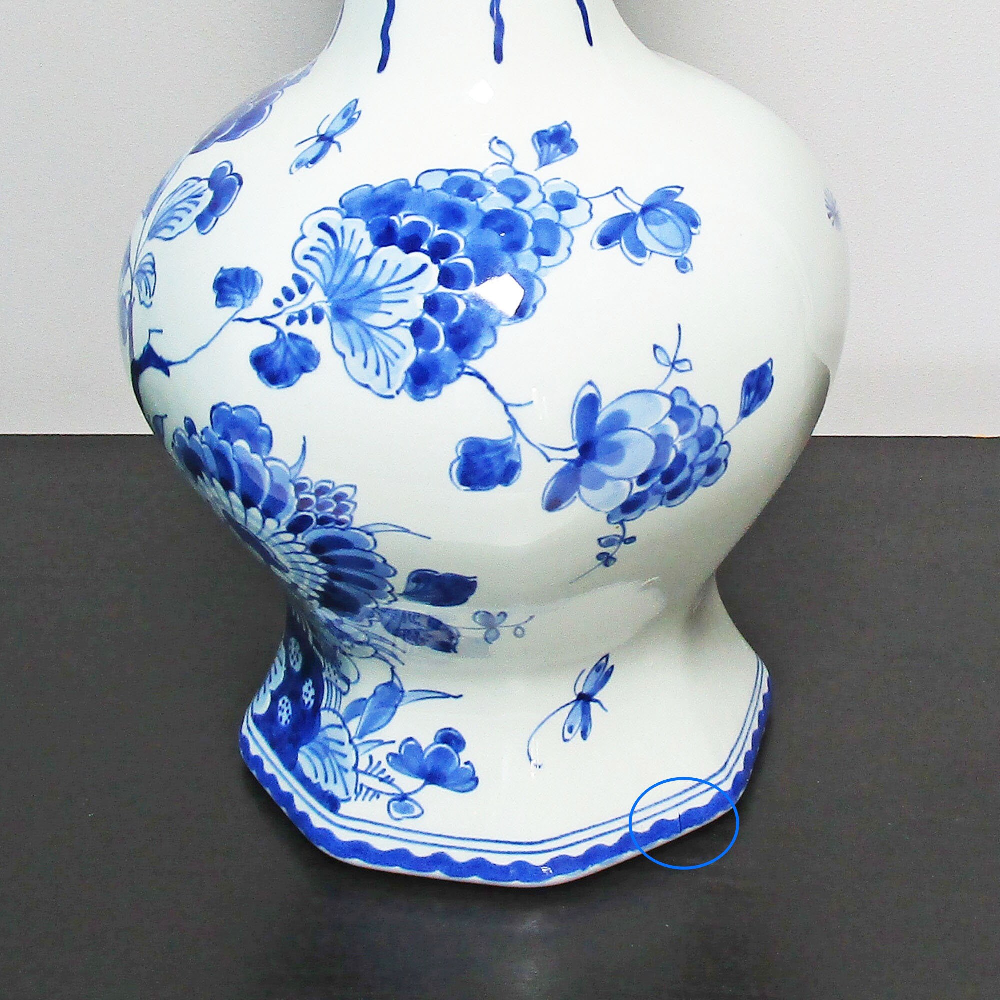 PORCELEYNE FLES, Royal DELFT Blue and White Knob Vase From 1971 33.5 Cm ...