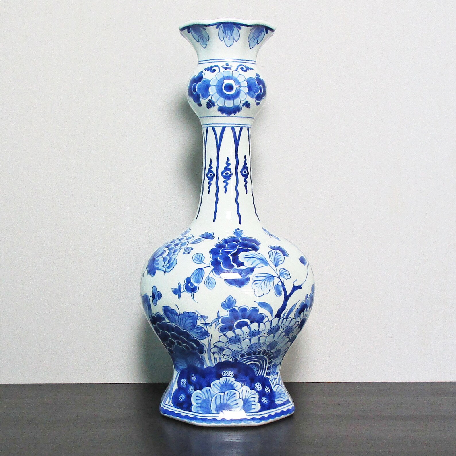PORCELEYNE FLES, Royal DELFT Blue and White Knob Vase From 1971 33.5 Cm ...