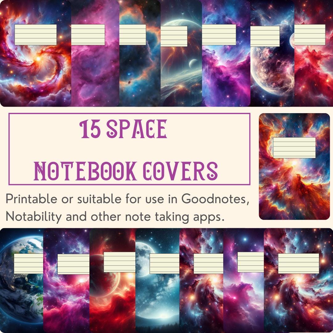 15 Space Themed Digital Notebook Covers - Printable or for Use in ...
