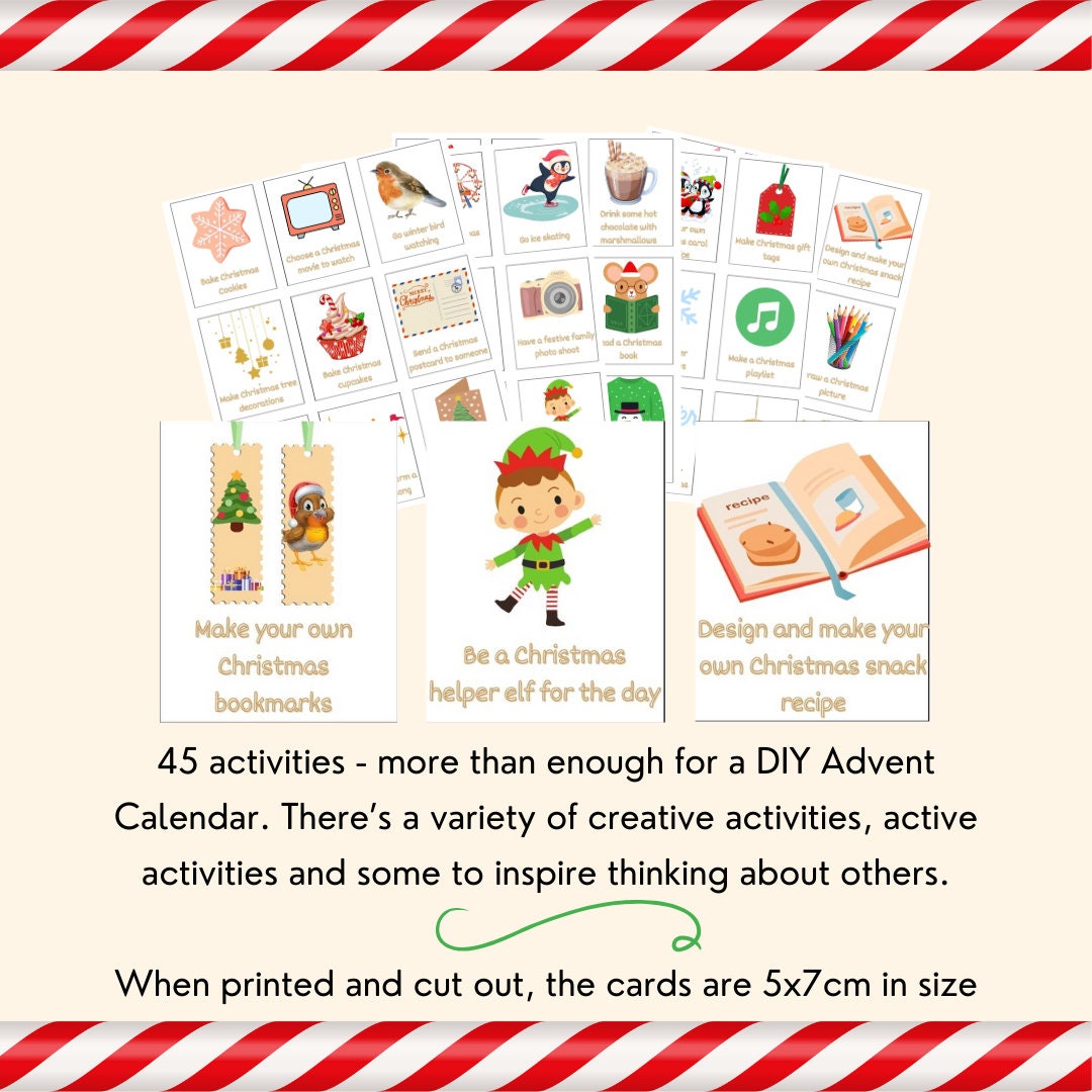 45 Printable Advent Calendar Activity Cards - for DIY Kids Advent ...