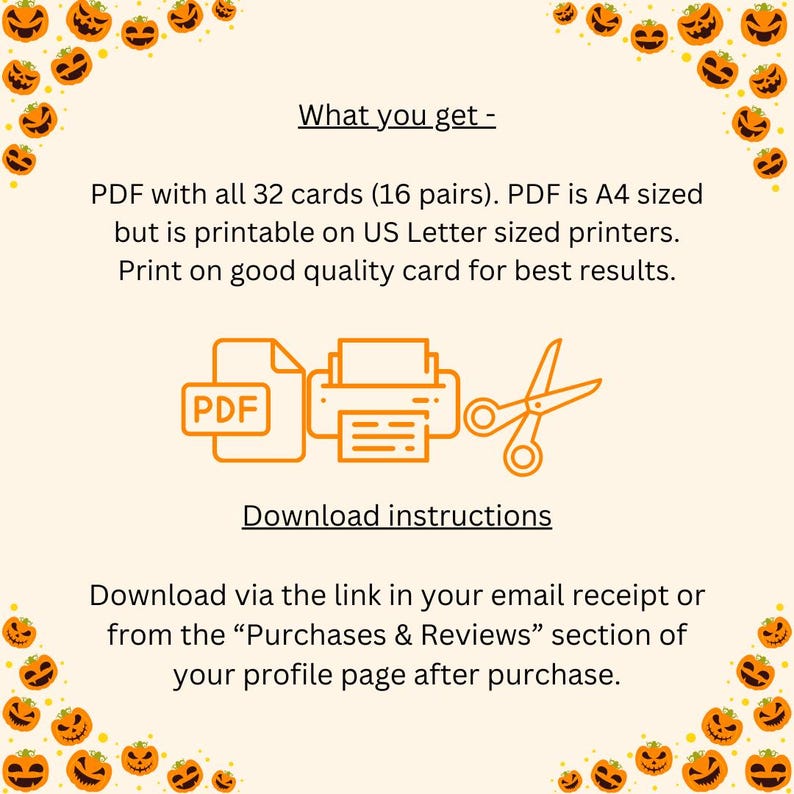 Printable Halloween Matching Pairs Memory Game - 16 Pairs of Halloween ...