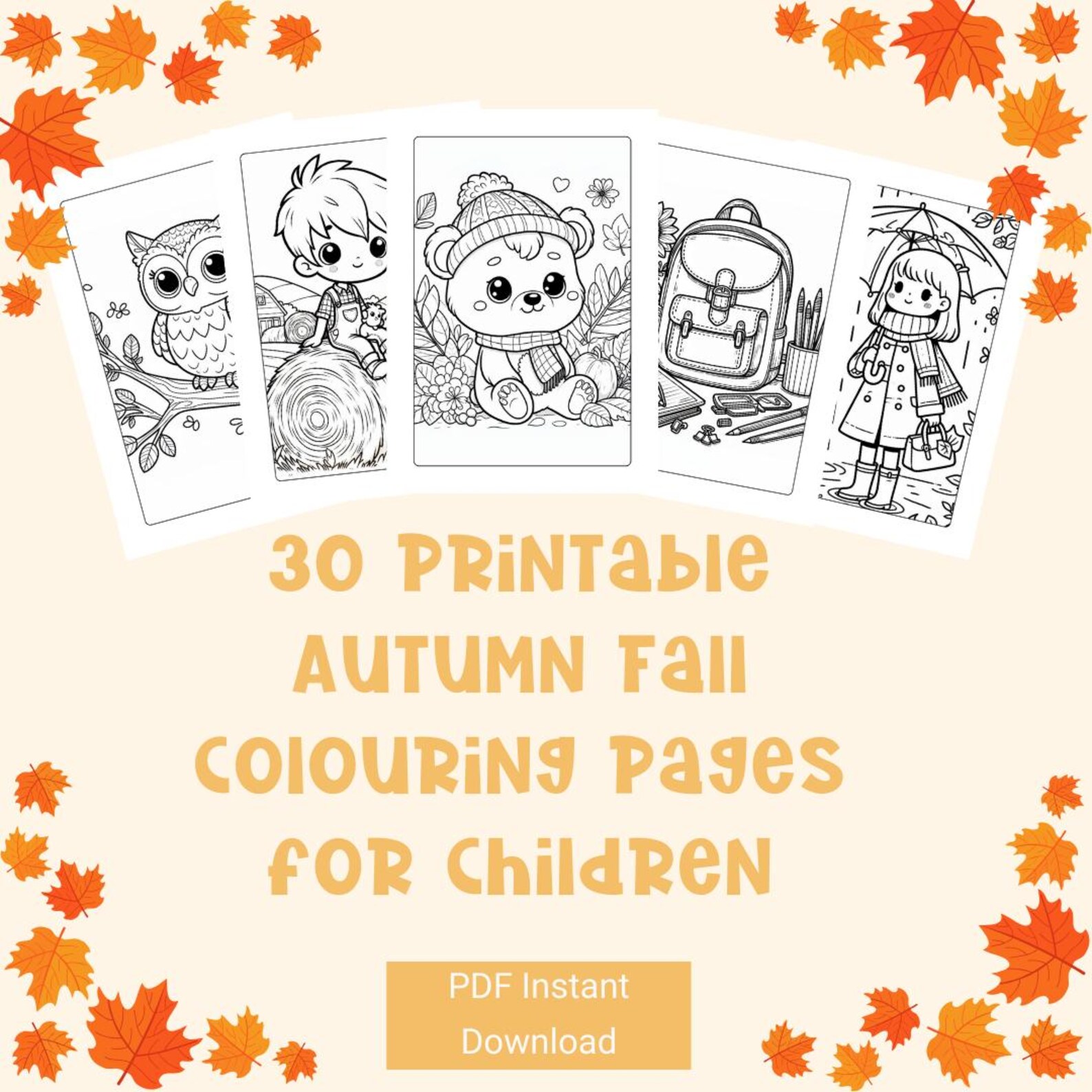 30 Printable Autumn Fall Colouring Pages for Children - PDF Download ...