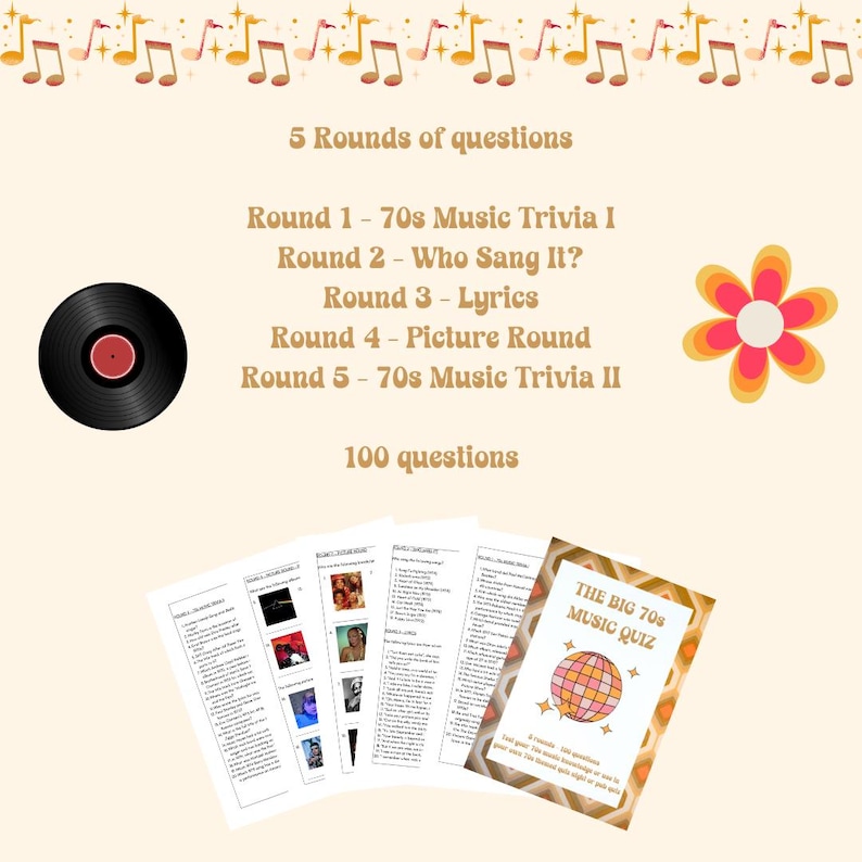 Printable 1970s Music Trivia Quiz - 100 Questions About 70s Music to ...