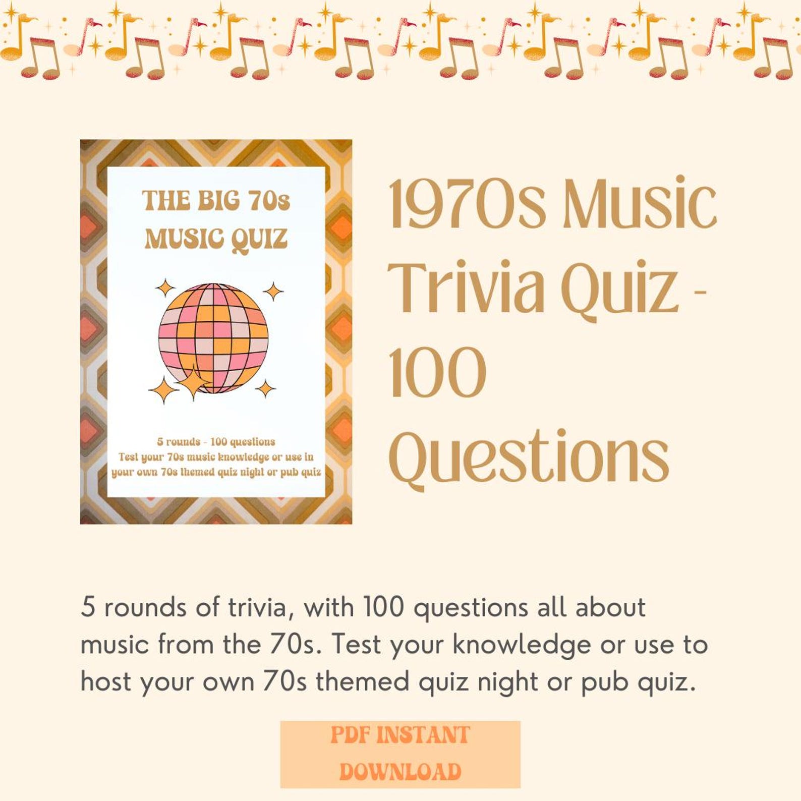 Printable 1970s Music Trivia Quiz - 100 Questions About 70s Music to ...