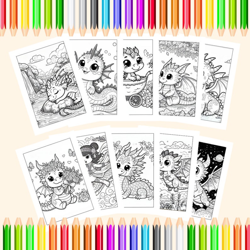 20 Printable Cute Dragon Colouring Pages - Etsy