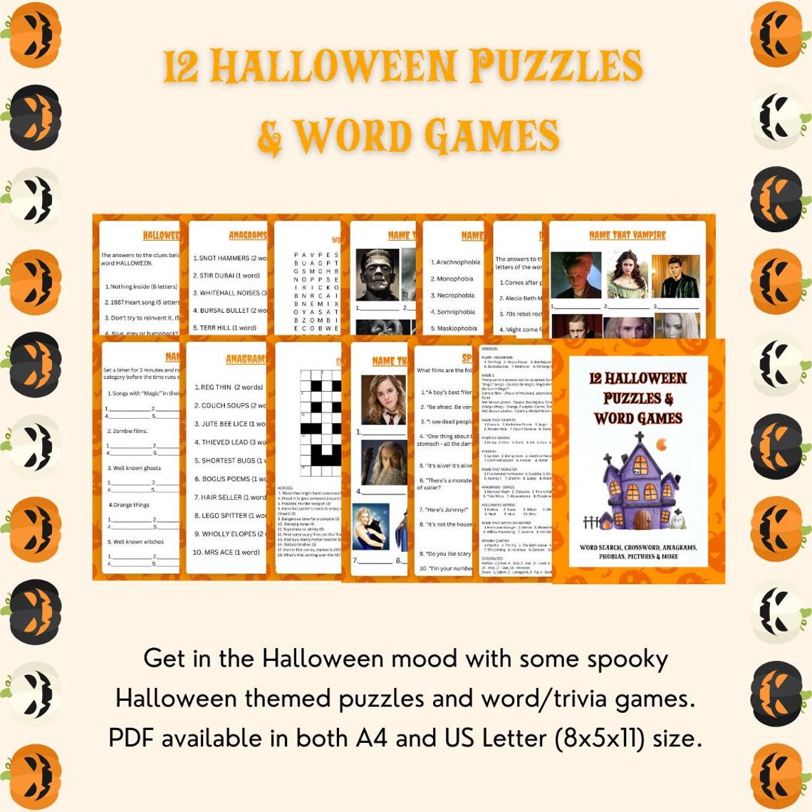 12 Printable Halloween Puzzles & Word Games - Word Search, Crossword ...
