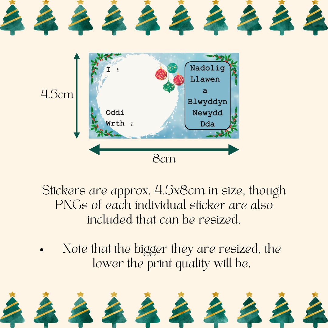 20 Printable Welsh Christmas Gift Tag Stickers - Tagiau Nadolig Cymraeg ...