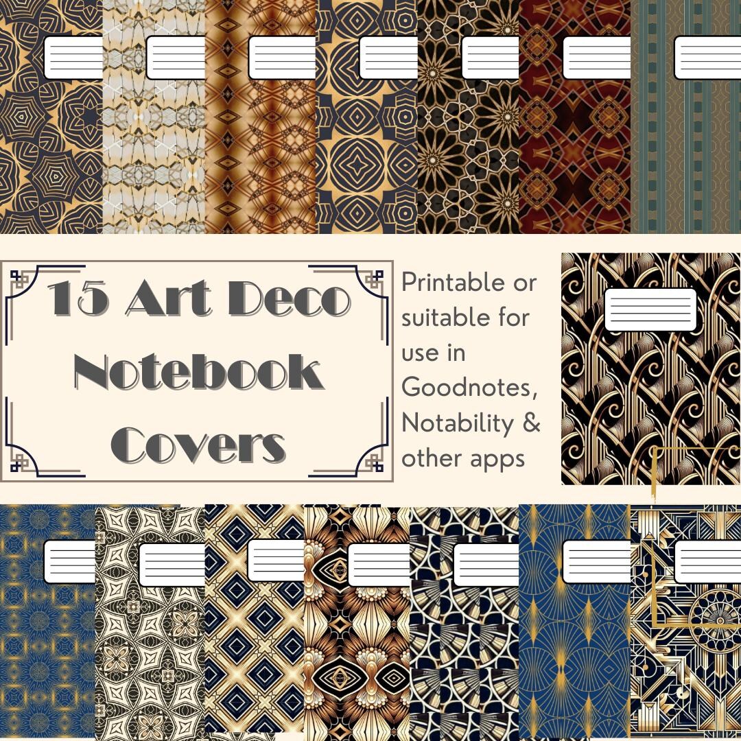 15 Art Deco Notebook Covers - Printable or for Use in Goodnotes ...