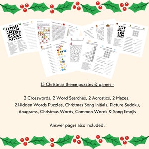 Printable 15 Christmas Puzzles - Word Games and Activity Pages for ...