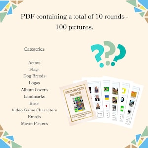 Picture Quiz Rounds - Printable PDF With 10 Picture Rounds - 100 Pics ...
