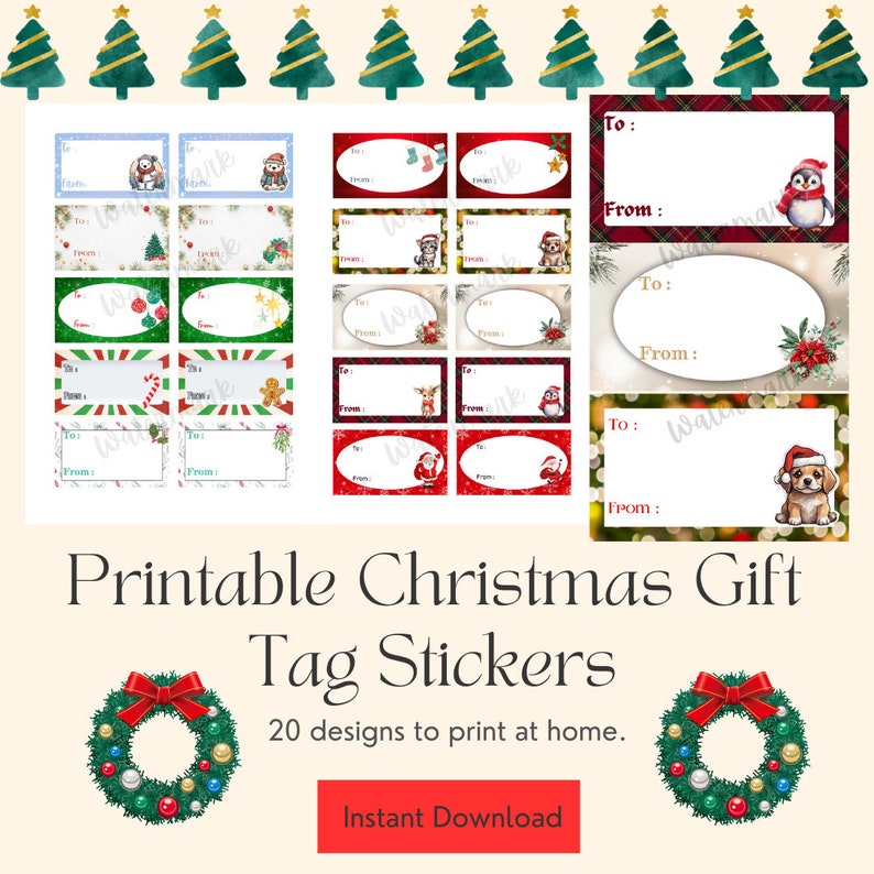 Printable Christmas Gift Tag Stickers - 20 Stickers to Download and ...