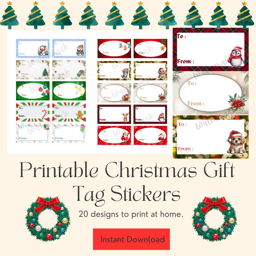Printable Christmas Gift Tag Stickers - 20 Stickers to Download and ...