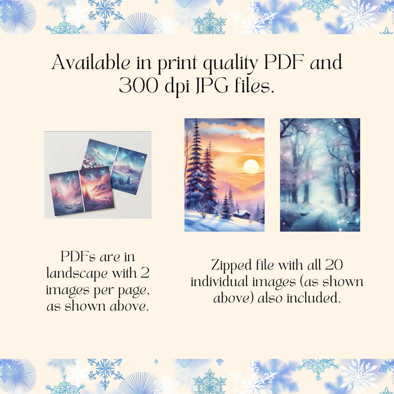 20 Printable Magical Dreamy Winter Cards for Journals, Scrapbooking ...