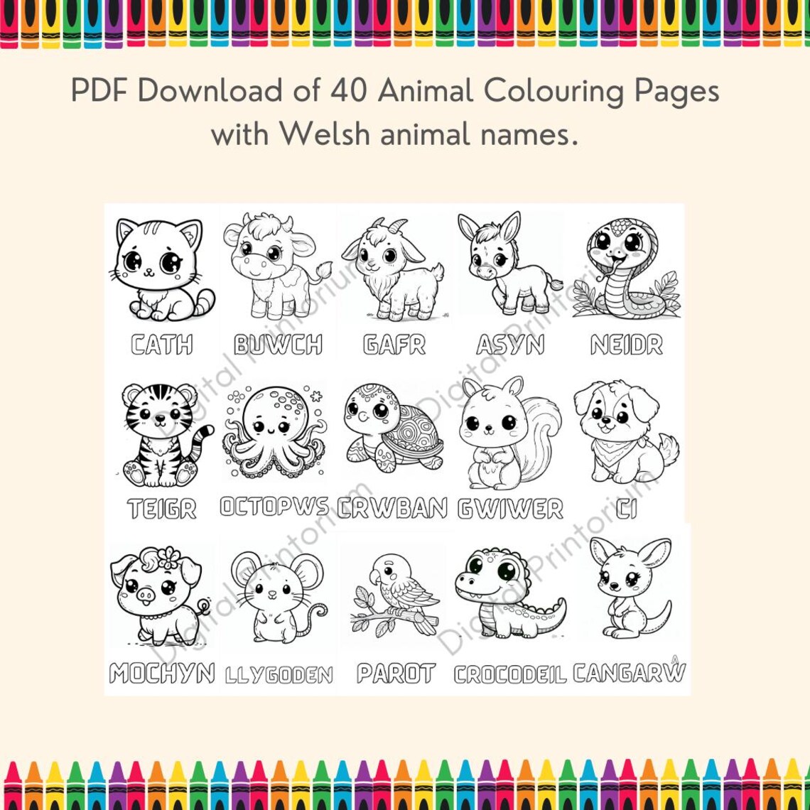 Printable 40 Welsh Animal Colouring Pages Tudalennau Lliwio Anifeiliaid ...
