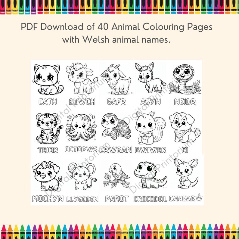 Printable 40 Welsh Animal Colouring Pages Tudalennau Lliwio Anifeiliaid ...