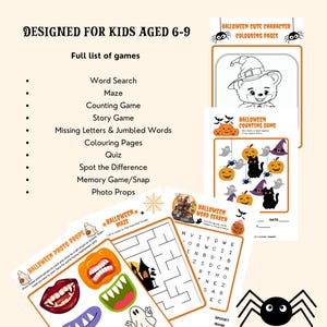 Halloween Printable Activity Pack for Kids- 10 Activities (word Search ...
