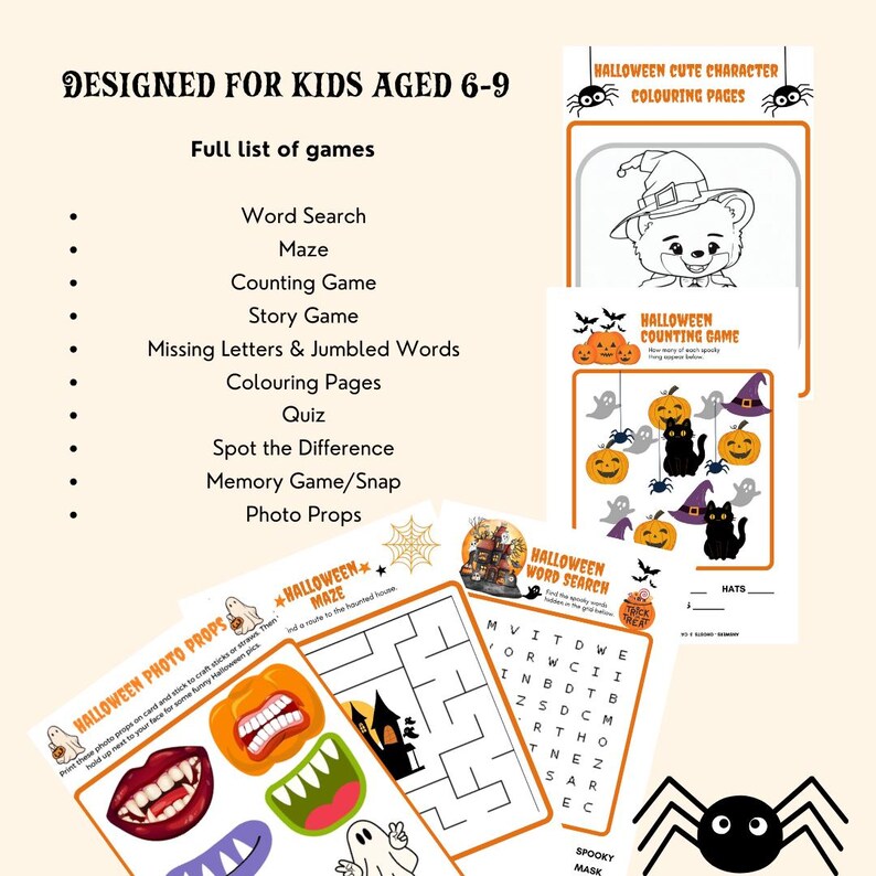 Halloween Printable Activity Pack for Kids- 10 Activities (word Search ...