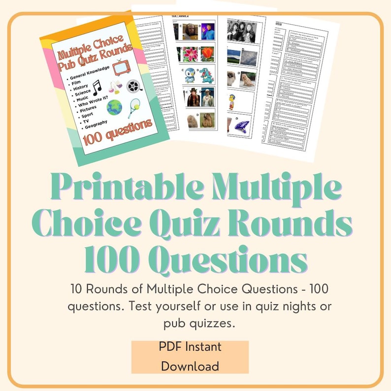 Printable Multiple Choice Quiz Rounds - 100 Questions - 10 Rounds ...