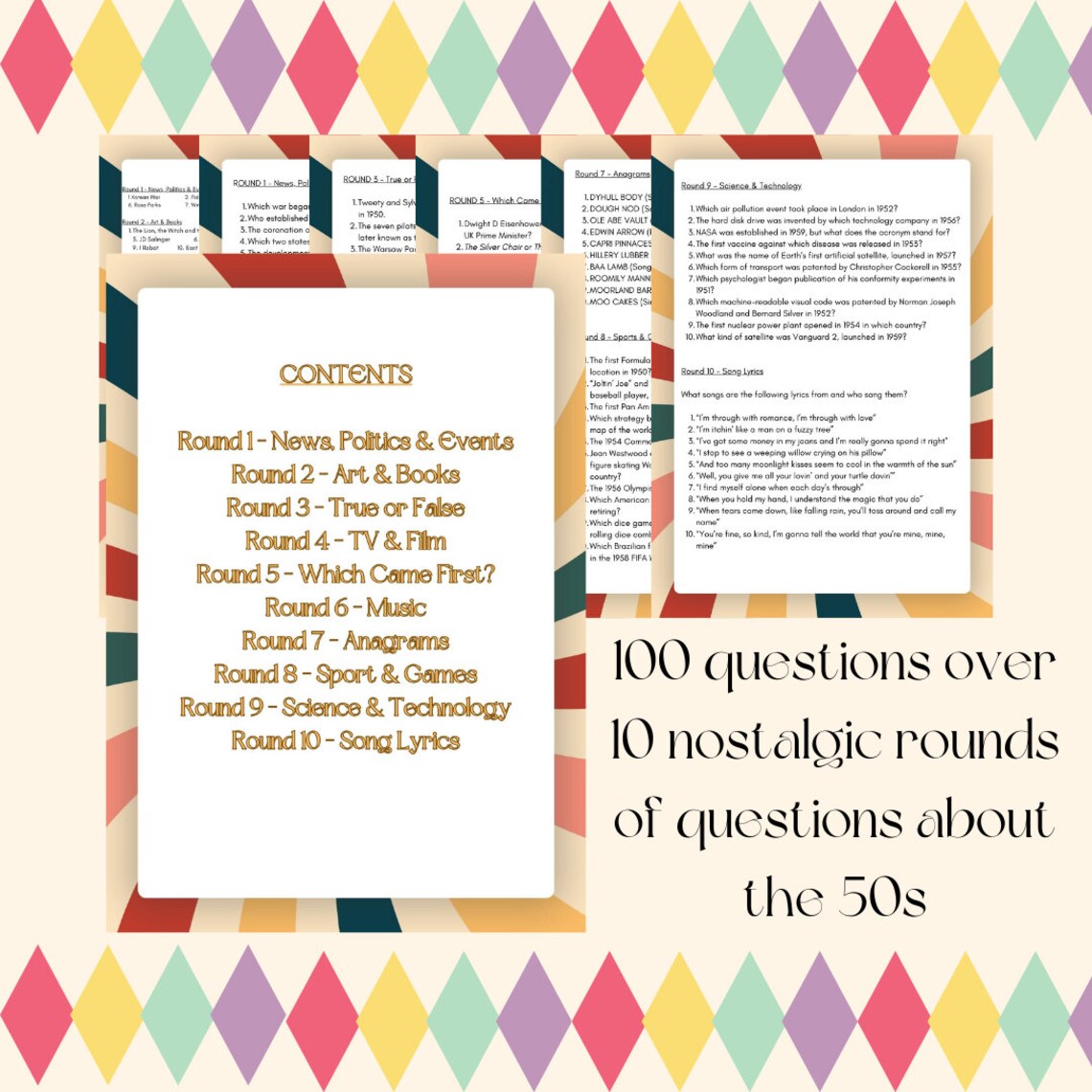 Printable 1950s Trivia Quiz - 100 Questions to Host Your Own Nostalgic ...