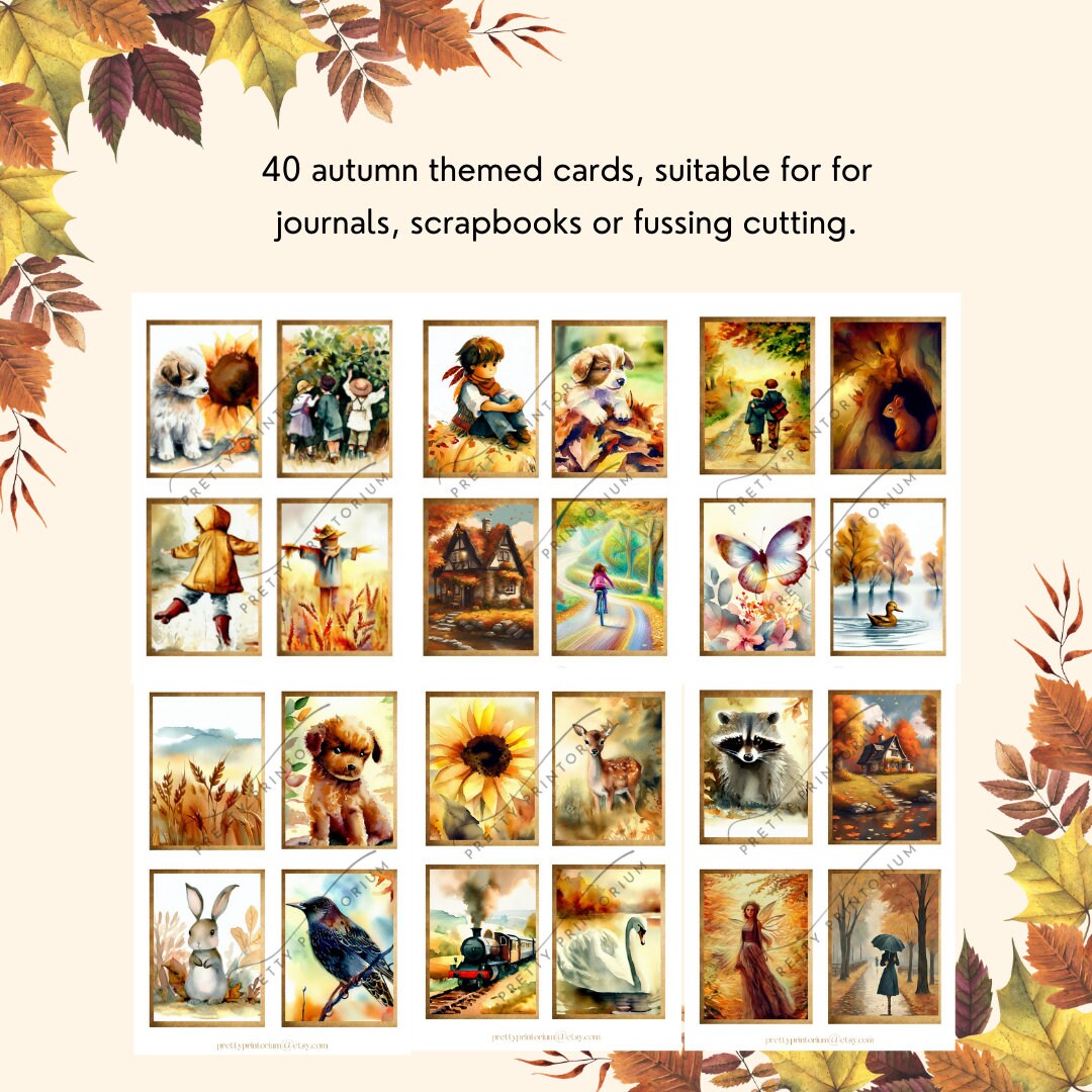 Printable Autumn Journal Cards Scrapbooking Ephemera Card - Etsy UK