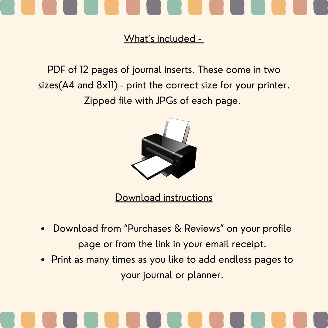 Printable Journal / Planner Inserts - Pages for Gratitude, Reflection ...