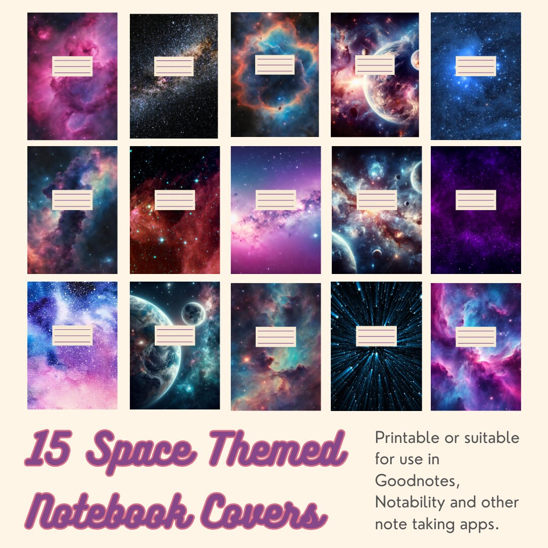 15 Space Themed Digital Notebook Covers Printable or for Use - Etsy