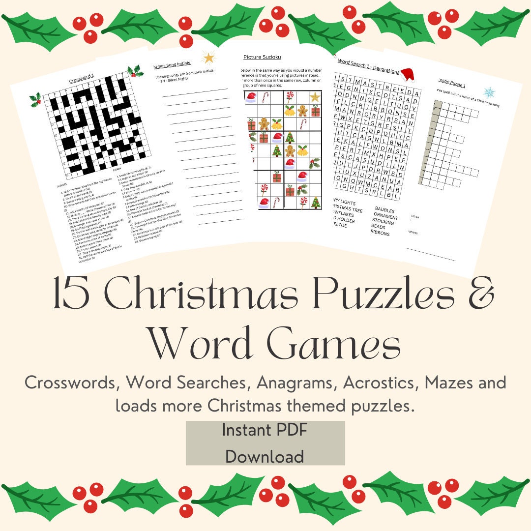 Printable 15 Christmas Puzzles - Word Games and Activity Pages for ...