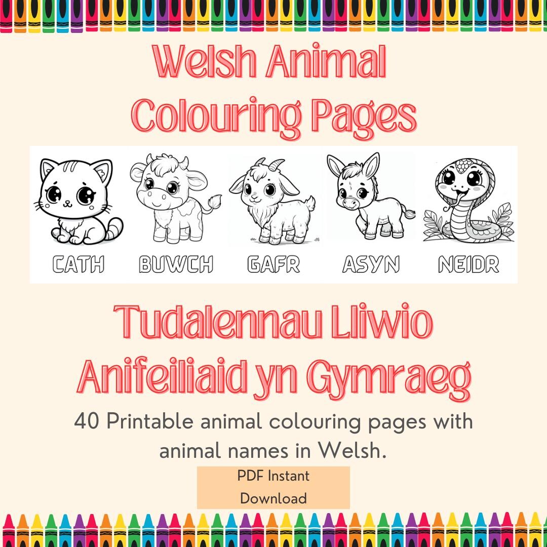 Printable 40 Welsh Animal Colouring Pages - Tudalennau Lliwio ...