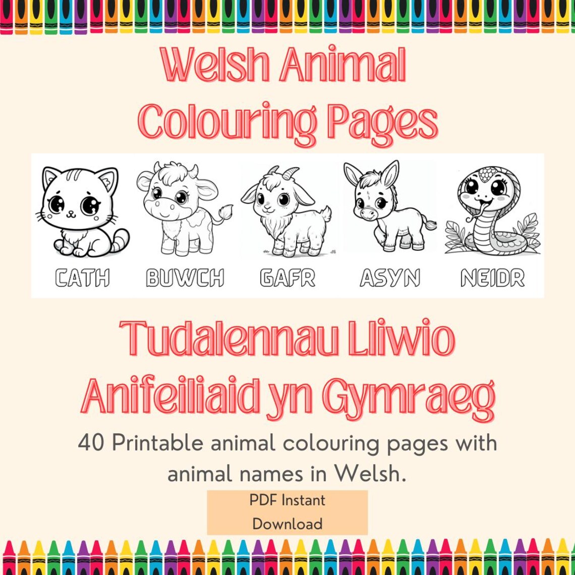Printable 40 Welsh Animal Colouring Pages - Tudalennau Lliwio ...