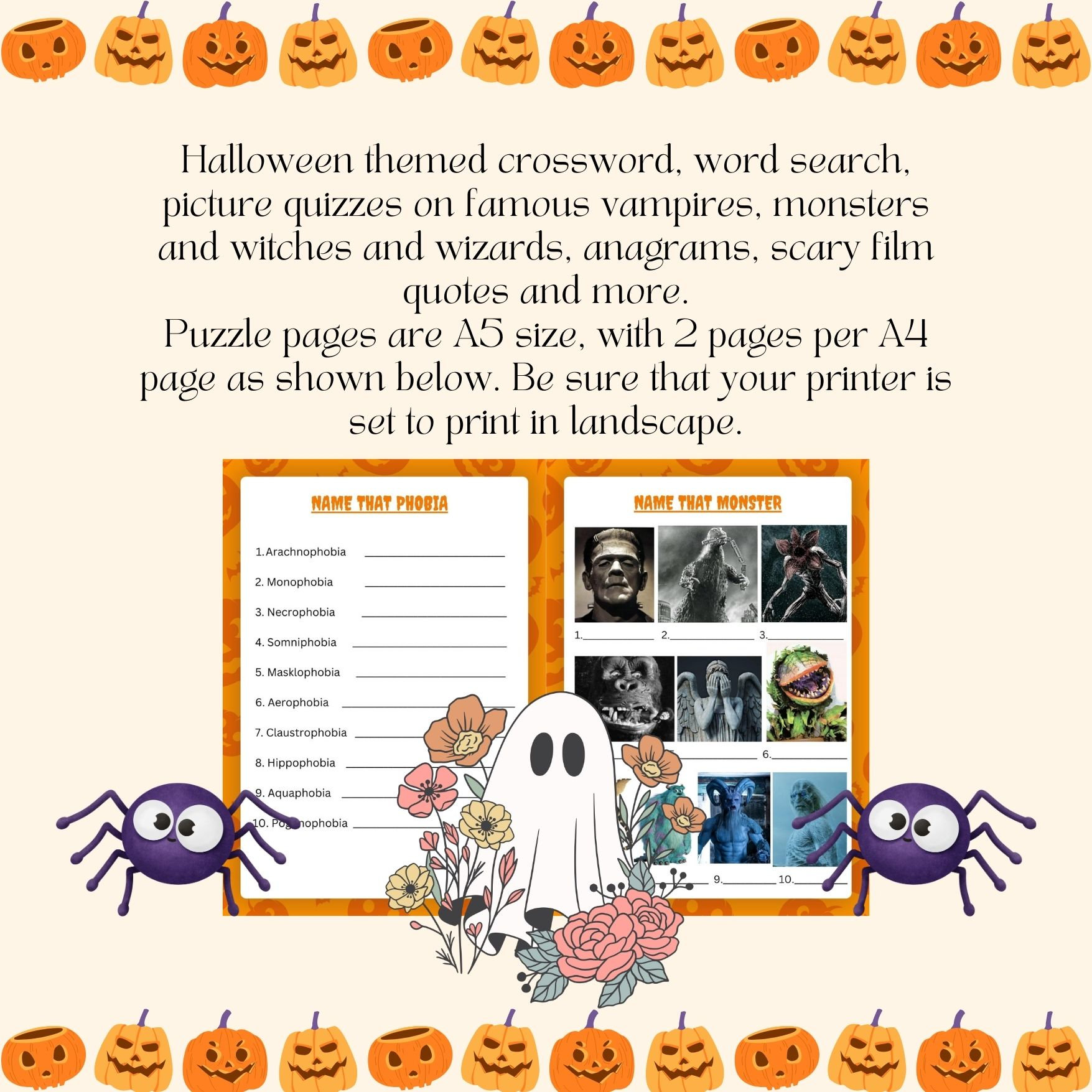 12 Printable Halloween Puzzles Word Games Word Search - Etsy UK