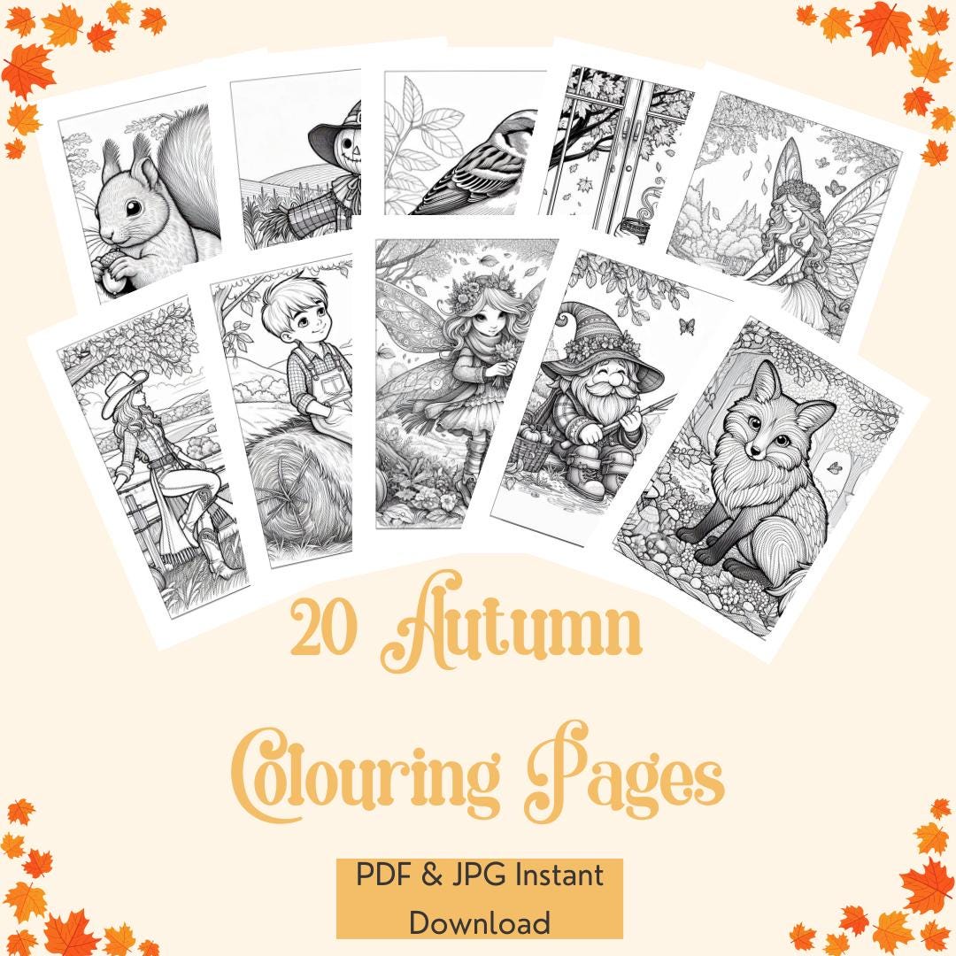 20 Autumn Fall Colouring Pages - for Adults, Teenagers and Older ...
