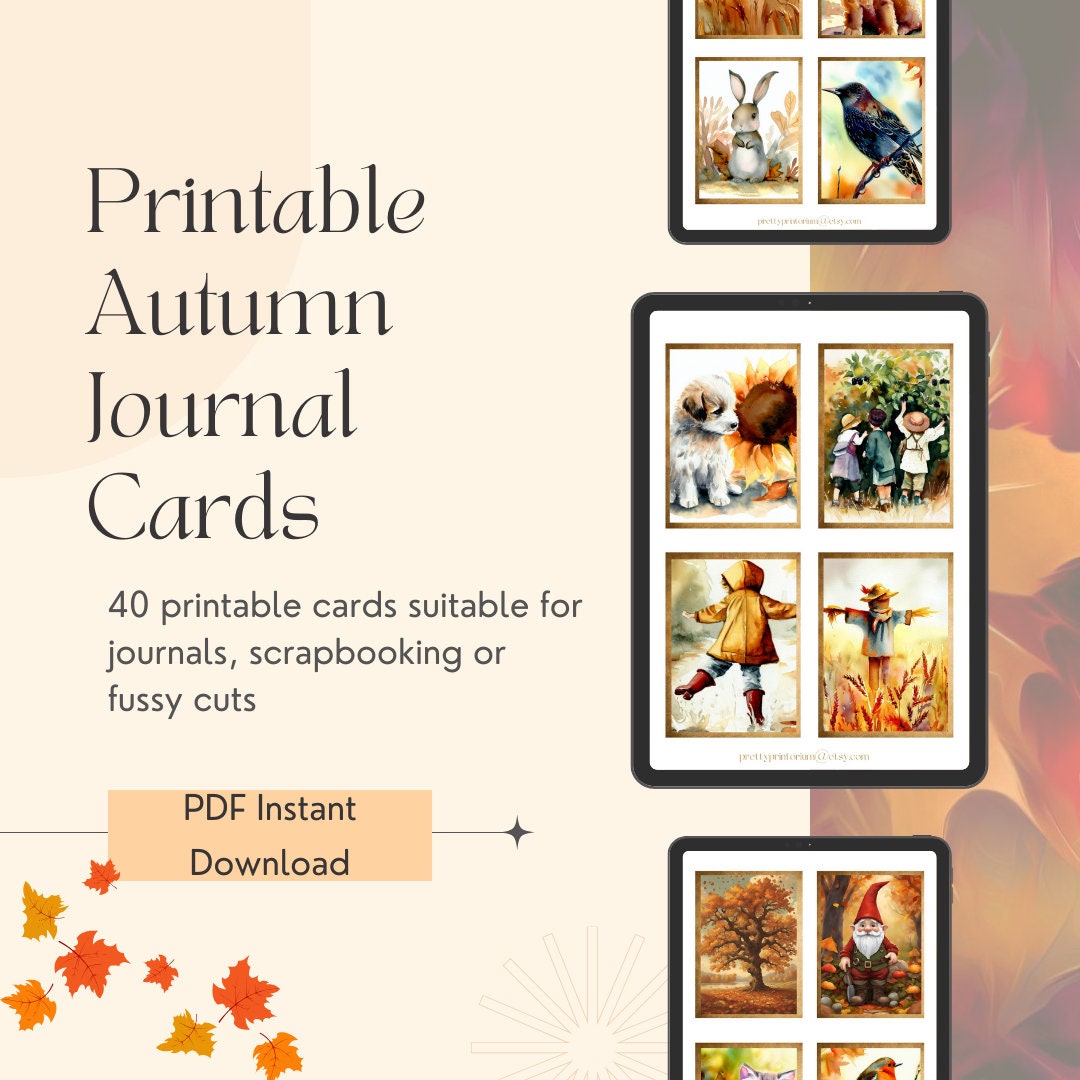 Printable Autumn Journal Cards Scrapbooking Ephemera Card - Etsy UK