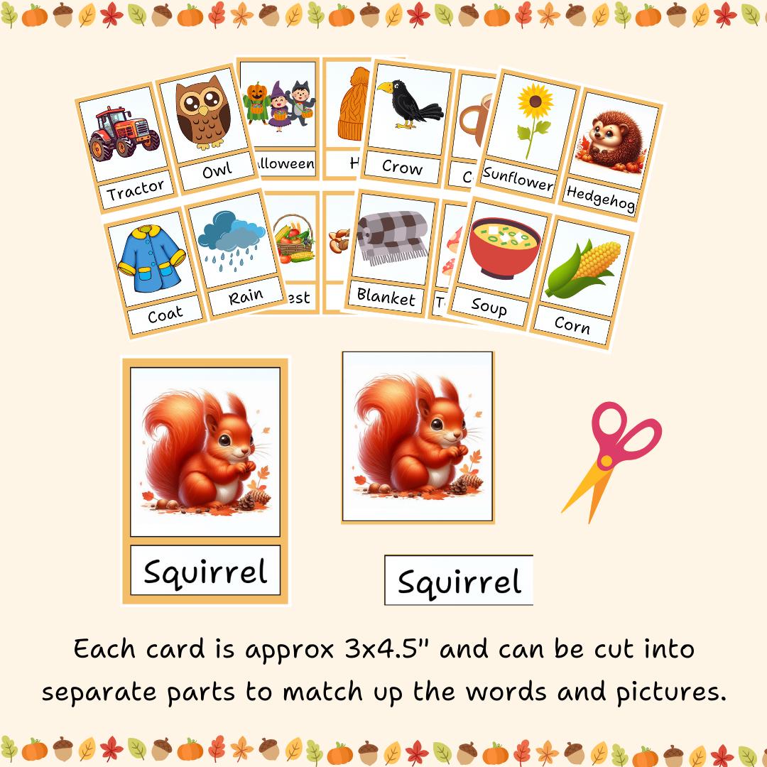 40 Printable Autumn Flashcards - Fall Vocabulary Flash Cards - Kids ...