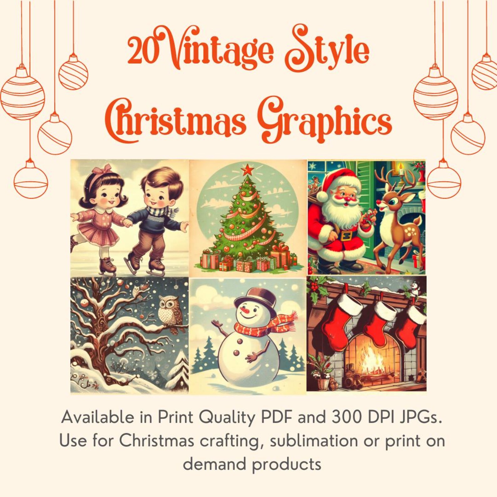 20 Vintage Style Christmas Graphics - PDF and 300 DPI Jpgs Available ...