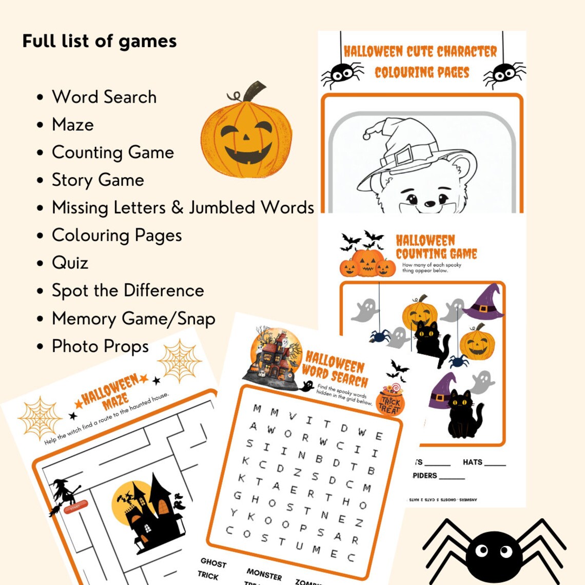 Halloween Printable Activity Pack for Kids 10 Activities - Etsy UK