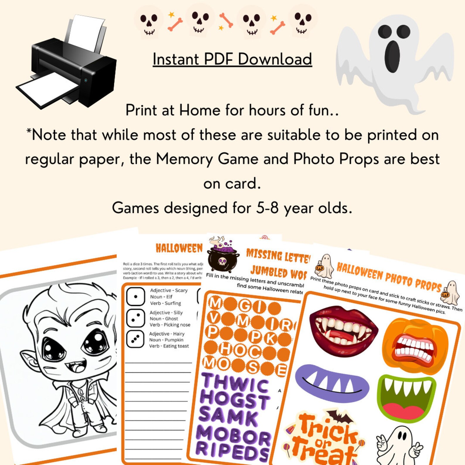 Halloween Printable Activity Pack for Kids 10 Activities - Etsy UK