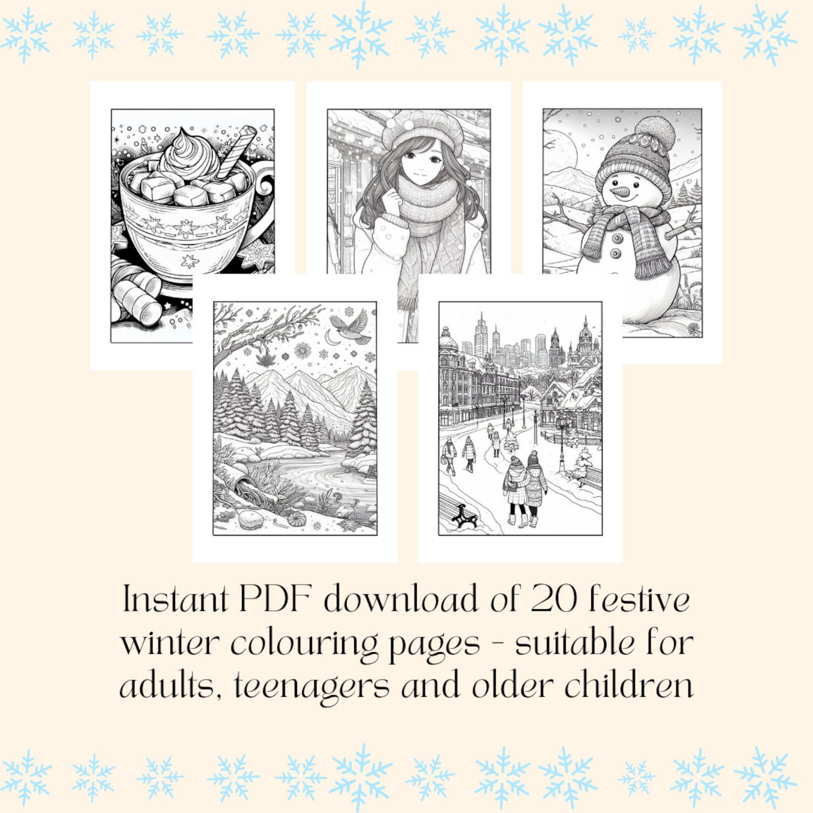 20 Printable Winter Colouring Pages - for Adults, Teenagers and Older ...