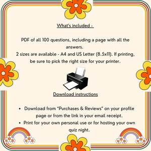 Printable 1960s Trivia Quiz - 100 Questions - Etsy