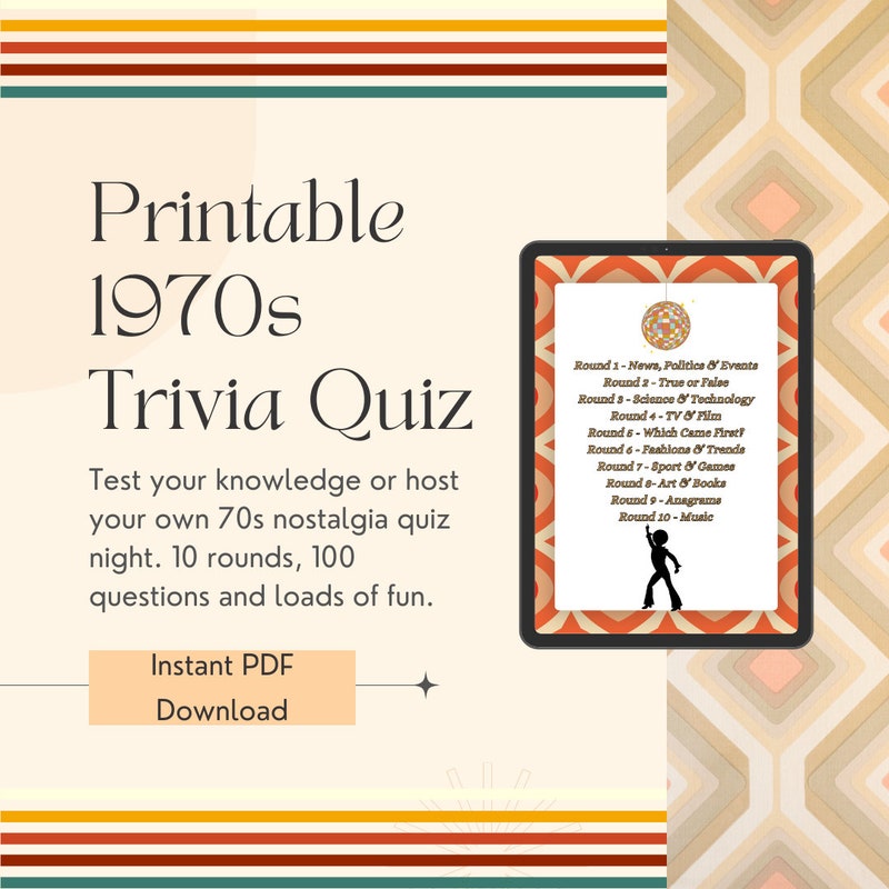 Printable 70s Quiz - Etsy