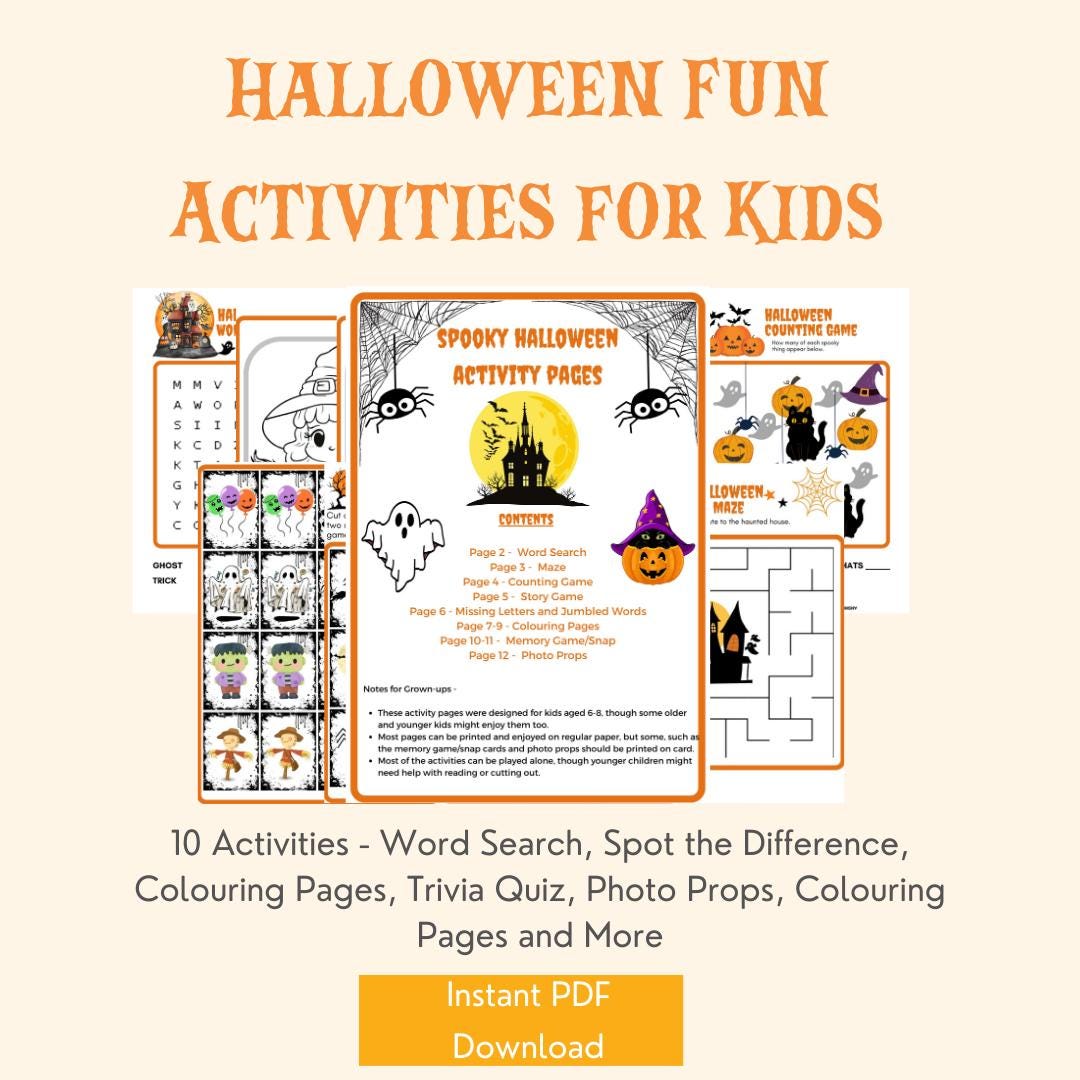 Halloween Printable Activity Pack for Kids- 10 Activities (word Search ...