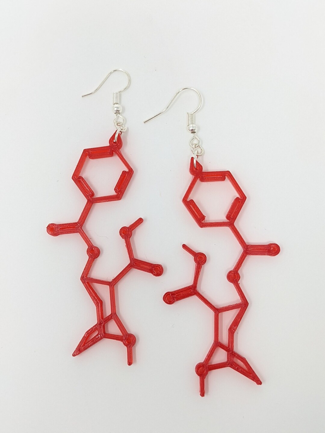 3D Printed Cocaine Molecule Earrings - Alt Jewelry - Skeletal Formula ...