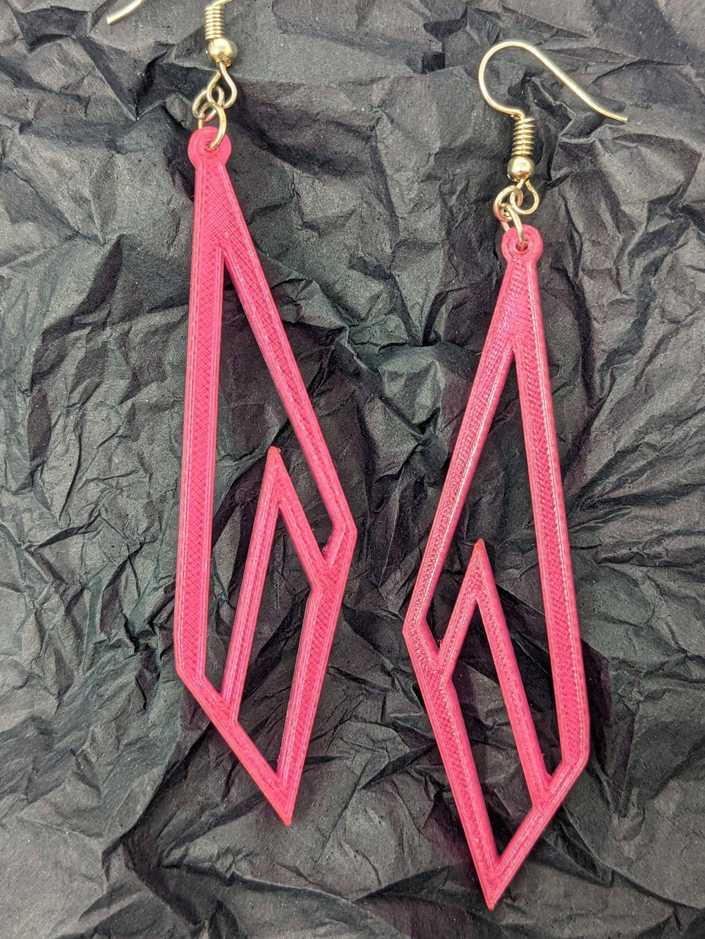 Asymmetrical Neon Drop Earrings--3d Printed Statement Earrings ...