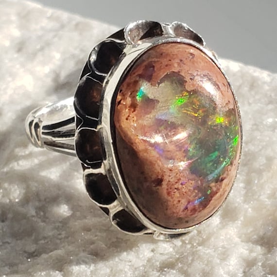 Enchanting Opal in Matrix Ring / Cantera Opal Ring - Gem