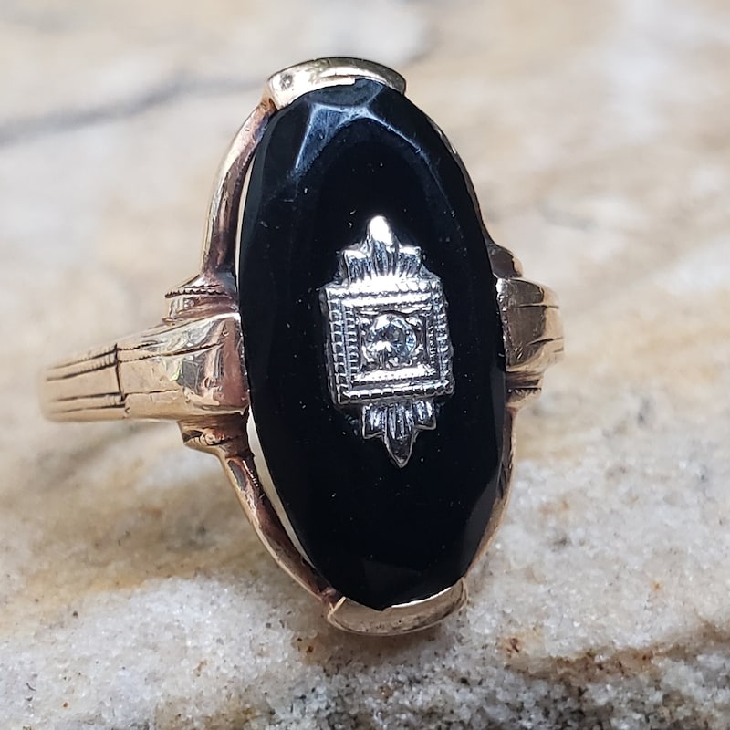 Art Deco Onyx Ring - Etsy