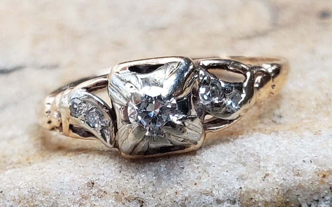 Antique Diamond Engagement Ring / Illusion Set Diamond Ring / Art Deco ...